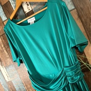 The Paragon | Dresses | The Paragon Teal Ruffle Side Empire Waist Dress ...